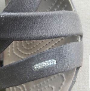 CROCS | Shoes | Crocs Sandals Heel Open Peep Casual Comfort Brown ...
